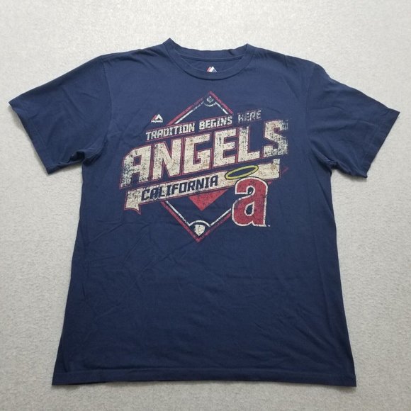 Majestic | Shirts | Los Angeles Anaheim Angels Shirt Mens Large Blue ...